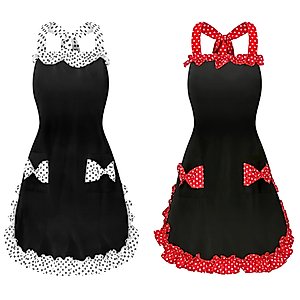 GAGOTE Cute Aprons for women, Girls Vintage Cooing Apron with Pockets for Mothers Day Gift 2 Pack