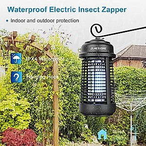 Amerione Bug Zapper for Indoor and Outdoor, 20W Electric Mosquito Zapper, Waterproof Insect Killer, 4200V Fly Trap for Home, Bedroom, Backyard, Camping, Patio and More