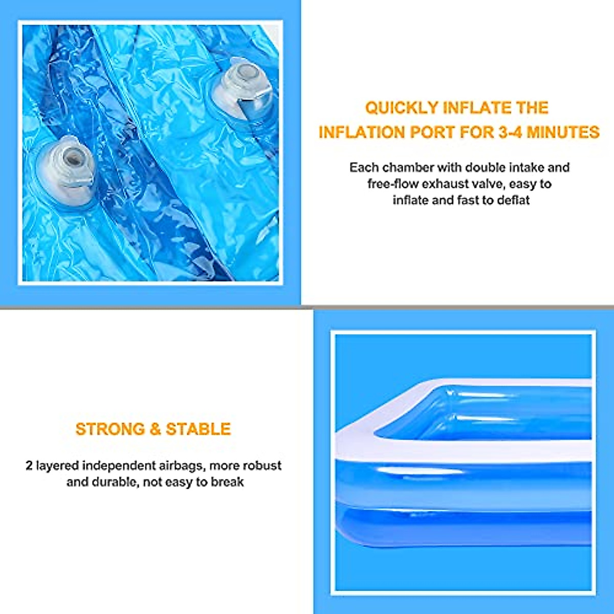 ACETOP Swimming Pool, 102 inch X 68 inch X 20 inch Full-Sized Family Blow up Pool, Thick Wear-Resistant Big Above Ground, Garden, Backyard Water Party (0265)