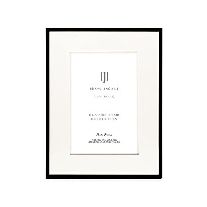 Isaac Jacobs 6x8 (Matted 4x6) Black Metal Picture Frame, Classic Metal Photo Frame Made For Tabletop & Hanging Display, Home and Office Décor, Photo Gallery and Wall Art (6x8 (Matted 4x6), Black)