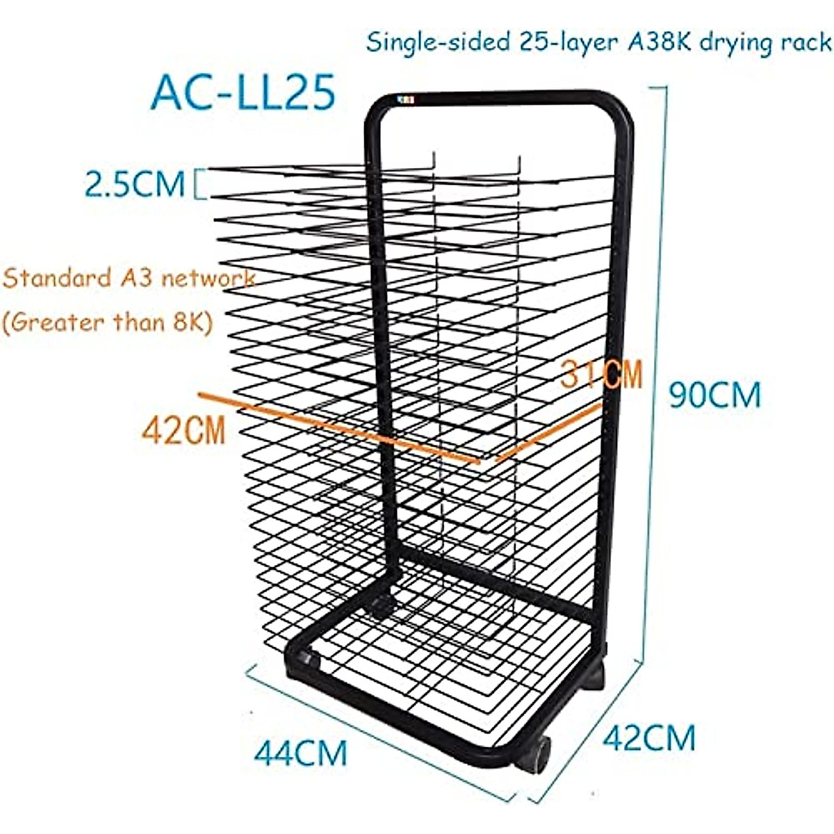 CENAP Art Drying Rack, Mobile Art Drying Rack with Wire Rack for Artwork, Drying and Printing Rack, Perfect for Schools and Art Clubs (Size : 25-Layer)