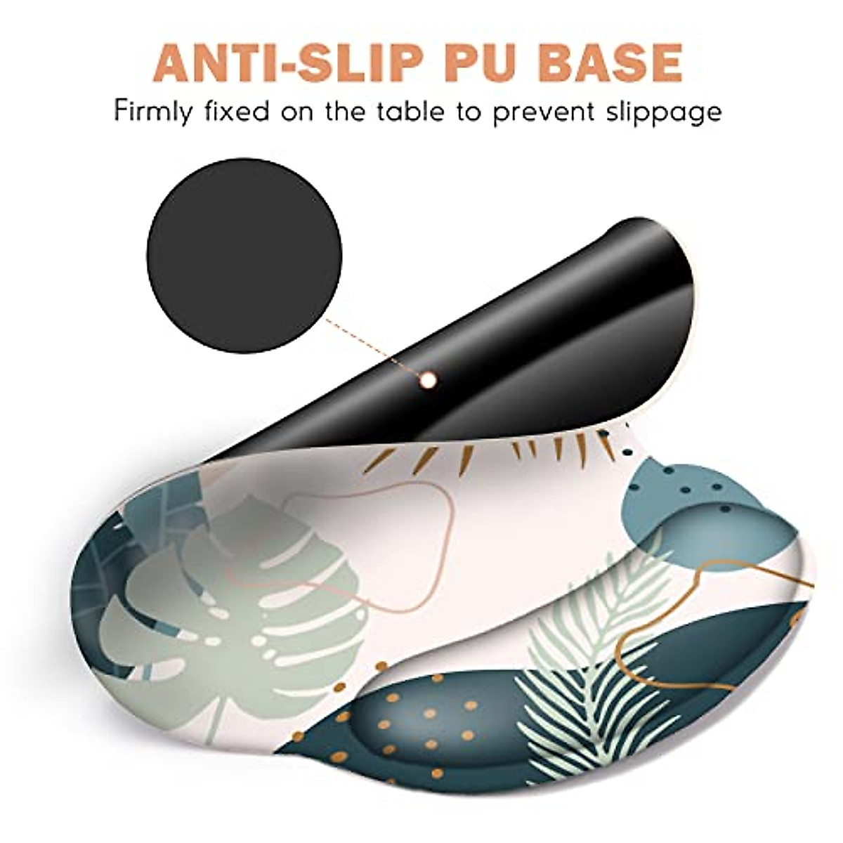 DINKY Ergonomic Mouse Pads, Cute Mouse Pad with Wrist Rest Support Gel, Non-Slip PU Base Mouse Mat with Memory Foam for Home, Office and Gaming, Easy Typing & Pain Relief (Abstract Style Plants)