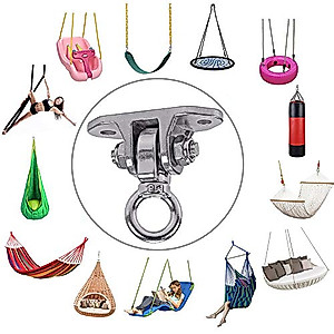 Dakzhou Stainless Steel 304 Heavy Duty Hanger 180°360° Swing 1200 LB Mounting Auger Installation Guide Playground Porch Swing Sandbag Yoga Hammock Stand Wooden Indoor-Outdoor