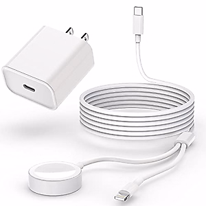 2 in 1 USB C Charger for Apple Watch and iPhone, 20W PD Fast Wall Charger Power Adapter with 6.6 FT Magnetic iWatch Charging Cable for Apple Watch Series 8/7/SE/6/5/4/3/2/1 & iPhone 14/13/12/11/XS/X