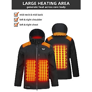 warmsmart Heated jackets for Men Women with 14400mAh Battery Pack, Heated Coats with Detachable Hood Windproof