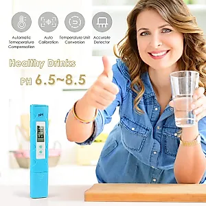 PH Meter Digital PH Tester 0.01 High Accuracy PH Meter for Water, 0-14.0 PH Measurement Range, PH Meter with ATC for Drinking Water, Food, Brewing, Pool and Aquarium
