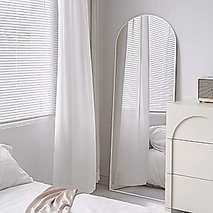 XKZG 64" x 21" Arched Full Length Mirror Floor Mirror with Wooden Frame Full Body Mirror Stand Mirror Wall Mounted Mirror for Bedroom Living Room - White
