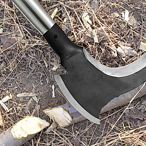 Elegital 1 Pcs High Manganese Steel Double Scythe,Steel Grass Sickle,Agricultural Hand-Motor Weeding,Blade Thickness 2.8mm,Weeding Scythe Sickle for Outdoor Mowing Grass,Chopping Wood