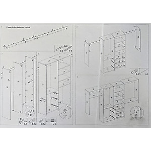 Dual Tower Closet Storage Wall Mounted Wardrobe Organizer Kit System with Shelves and Drawers for Bedroom in White with Hardware Wood Closet, Storage & Organization