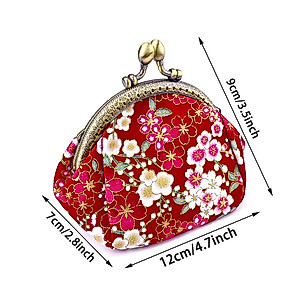 Oyachic Floral Coin Purse,Canvas Wallet with Clasp,Vintage Change Purse,Small Coin Pouch Kiss Lock for Woman Girls