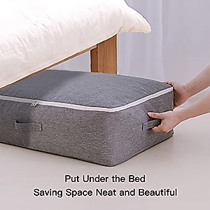 Quilt Storage Bag with 2 Way Zipper Bed Organizer Bag Under Bed Storage Bag Store Quilt Tops Clothes and Protect Fabrics for Closets, Bedrooms Grey