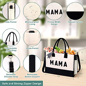 MAMA Tote Bag Mothers Day Gifts for New Mom, Pregnant Women, Canvas Mommy Bag with Zipper, Hospital Bag Essentials for Labor and Delivery, Pregnancy Gifts for Expecting First Time Mom
