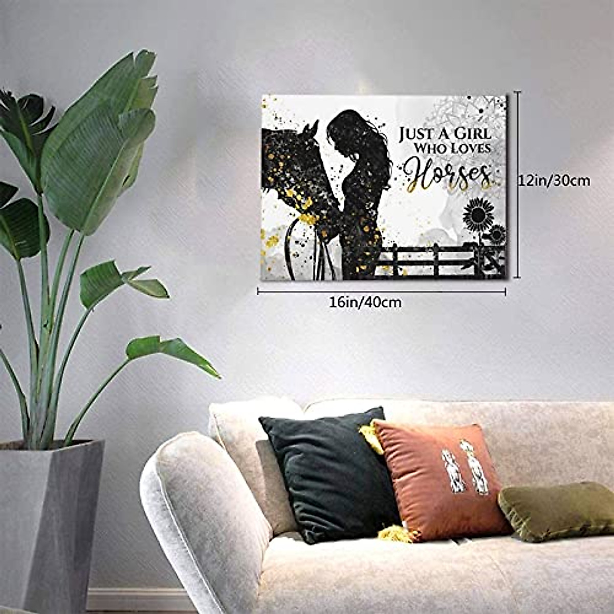 ayrohe Inspirational Wall Art Rustic Horse And Girl Art Prints For Living Room Country Style Wall Decor New Beginning Quotes Poster Wood Framed Painting Farmhouse Home Decor Picture12x16inch