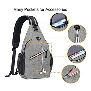 MOSISO Sling Backpack, Multipurpose Crossbody Shoulder Bag Travel Hiking Daypack, Gray, Medium