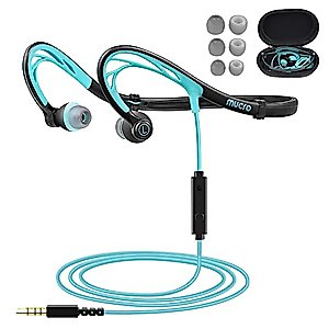 mucro Sports Headphones Wired Over Ear Behind The Neck Headphones Running Earphones Wrap Around in-Ear Stereo Earbuds with Microphone for Jogging Gym Workout