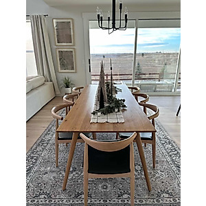 Hauteloom Ganyangan Boho Vintage Distressed Damask Area Rug - Farmhouse Traditional Floral Faded Carpet for Living Room, Bedroom - Machine Washable Rug - Brown, Taupe, Cream - 7'10" Square