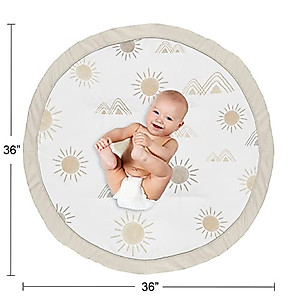 Sweet Jojo Designs Boho Desert Sun Taupe Playmat Tummy Time Infant Boy Girl Baby Play Mat Neutral Tan Beige Ivory Gold Cream Off White Bohemian Mountain Nature Outdoors Geometric Minimalist Sunshine