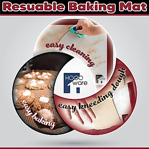 HOGOware | (16.5” x 11.6”) Non-Stick Reusable Silicone Baking Mats | Heat and Cold Resistant | Brick Red