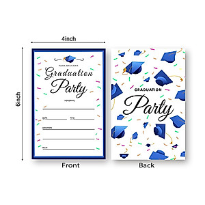LoaHak Graduation invitations blue with envelopes Grad Celebration Announcement Cards 20 Pack (003) (GRAD(077))