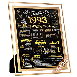 FALAMON Framed 30th Birthday Decorations for Women or Men, 8x10 Birthday Anniversary Decorations Poster, Birthday Party Supplies Gifts, Back in 1993