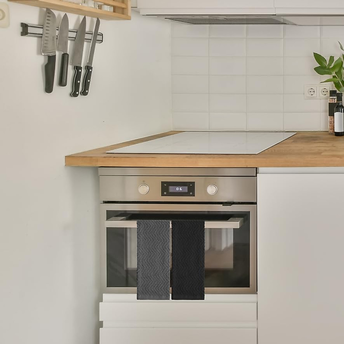 DecorRack 100% Cotton Kitchen Towels, 15" x 25" Absorbent Dish Towels [Premium Quality 400 GSM] Monotone Set (Pack of 4)