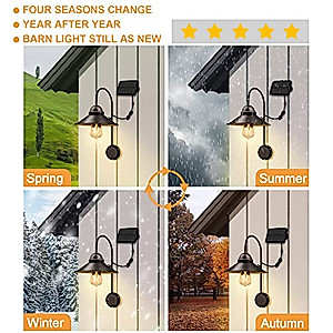CREATIVE DESIGN Solar Barn Lights Outdoor, Retro Porch Light with 2 Lighting Modes, Gooseneck Metal Solar Shed Light, Waterproof Solar Wall Sconce for Backyard Garden Garage Terrace Patio Yard(Brown)