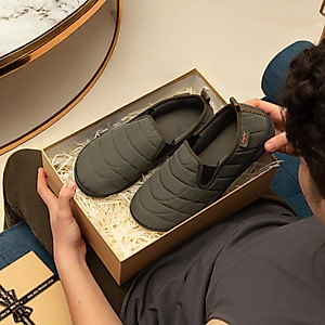 LazyStep Men's Noah Loafer Slippers with Comfort Memory Foam, Slip on Indoor Outdoor Nylon House Shoes with Non-Slip Sole(2024, Size 11-12, Army Green)