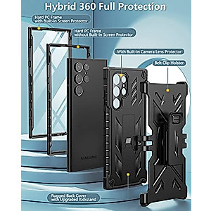 FNTCASE for Samsung Galaxy S22 Ultra Case: Dual Layer Shockproof Protective | Rugged Kickstand & Drop Proof TPU Bumper | Durable Belt-Clip Holster Full Body Protection Heavy Hard Cell Phone Cover 5G
