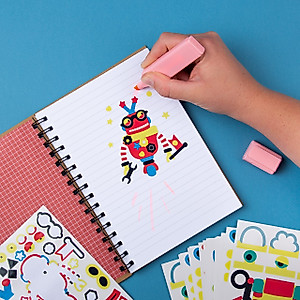 Serabeena Make Your Own Stickers - Robot Stickers for Kids - Robot Birthday Party Decorations - Stickers for Toddlers - Robot Party Favors - Over 700 Kid Friendly Stickers - 24 Sheets, 6.5" x 4.5"