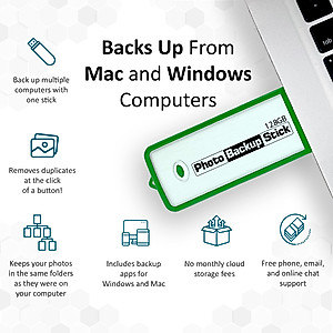 Photo Backup Stick for Computers - Picture and Video Back Up USB 3.0 Tool (128GB)