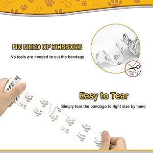 Safesense 6 Pack Vet Wrap Self Adhesive Bandage Wrap, 2 Inch Self Adherent Bandage Tape Breathable Vet Wrap, Non Woven Cohesive Bandage for Dog Cat Horse Pet Animals