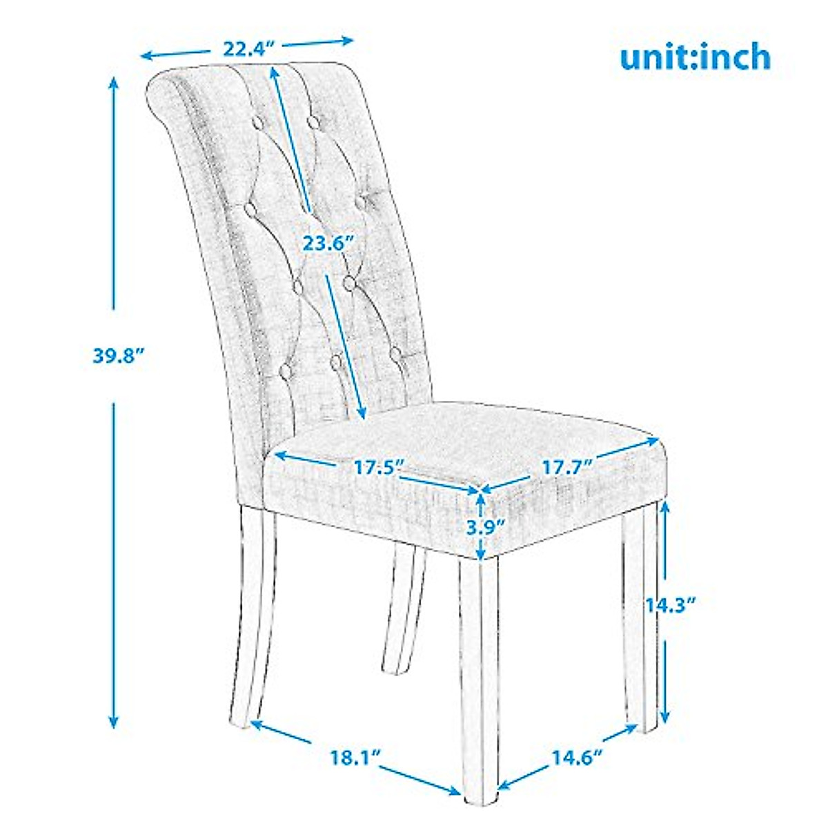 Tonfei Dining Chair Aristocratic Style Dining Chair Noble and Elegant Solid Wood Tufted Dining Chair Dining Room Set (Set of 2) (beige)