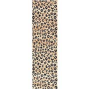 Well Woven Dulcet Leopard Black Ivory Animal Print Area Rug 2' x 7'3" Runner