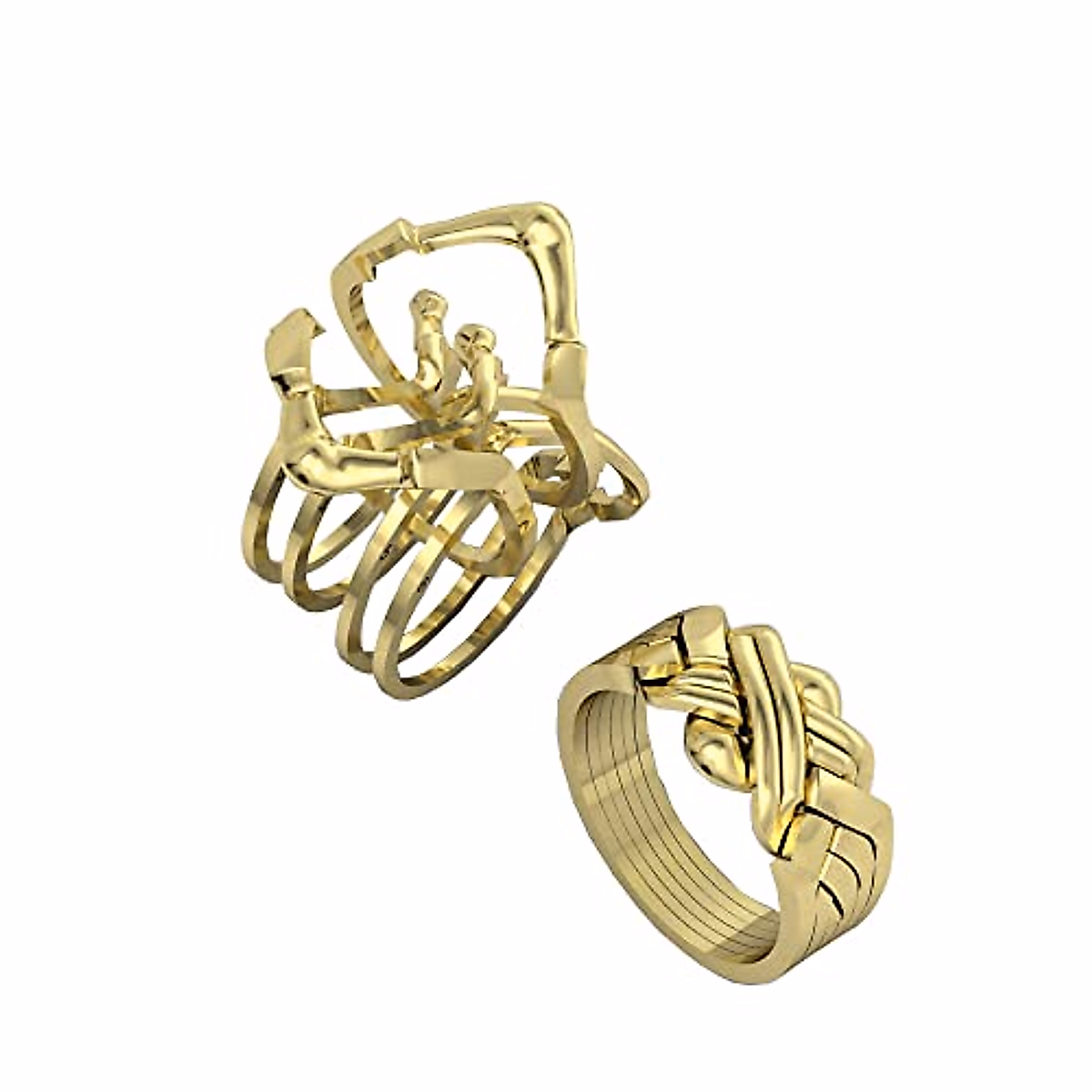 OFLIUM 6 band Classical Turkish Puzzle Ring 14K Real Yellow Gold Plated Braided Interlocking Knott unique gift for him, for her, girlfriend, mom, dad PRN (10)