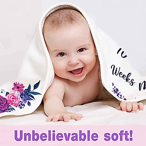 PHMOJEN Baby Monthly Milestone Blanket, Sea Surfboard Waves, Newborns 1 to 12 Months Unisex Include 4 Frames and 1 Headband 47"x47"BTLSPH495