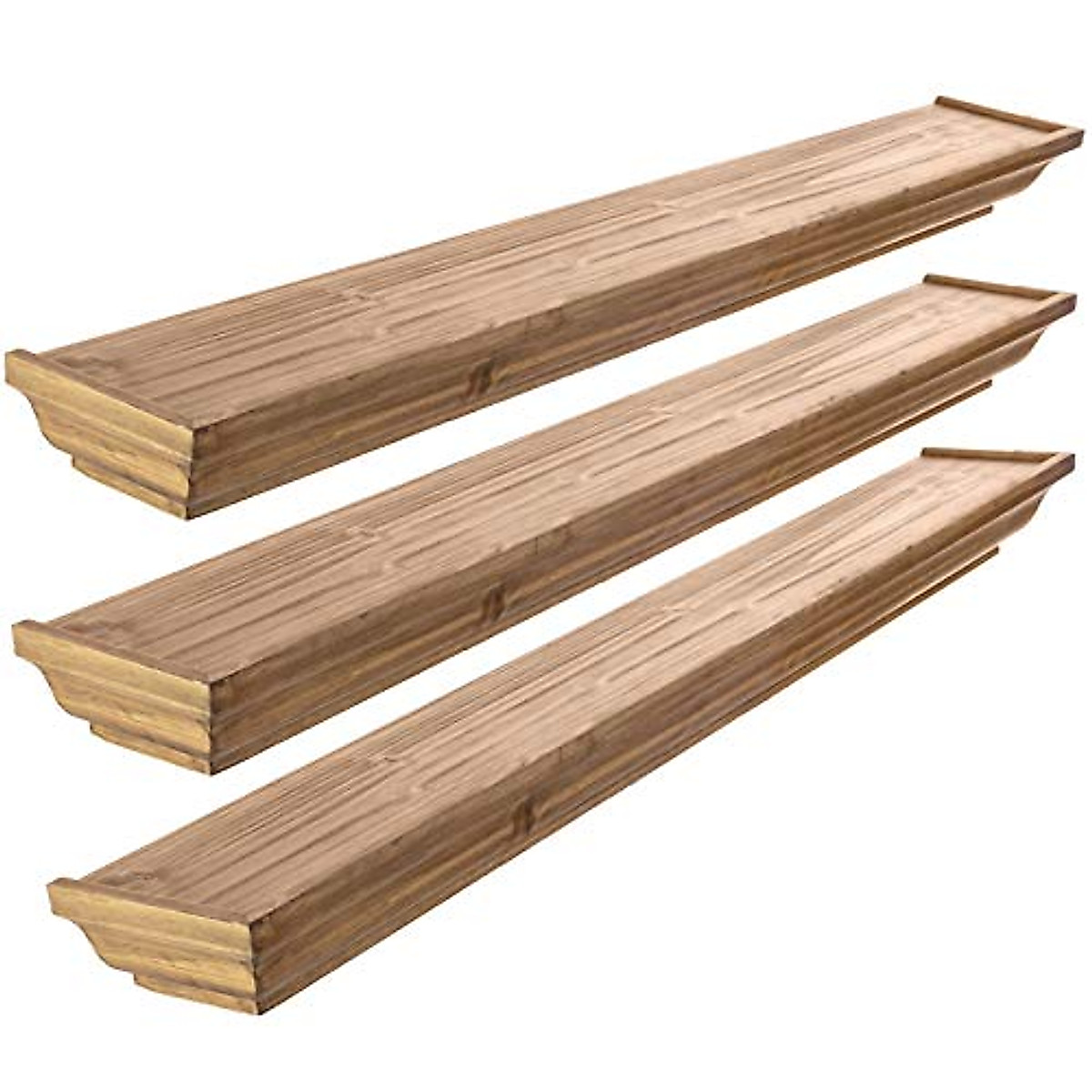 kieragrace Muskoka Fitz Wood Shelves - Walnut, 36", Set of 3