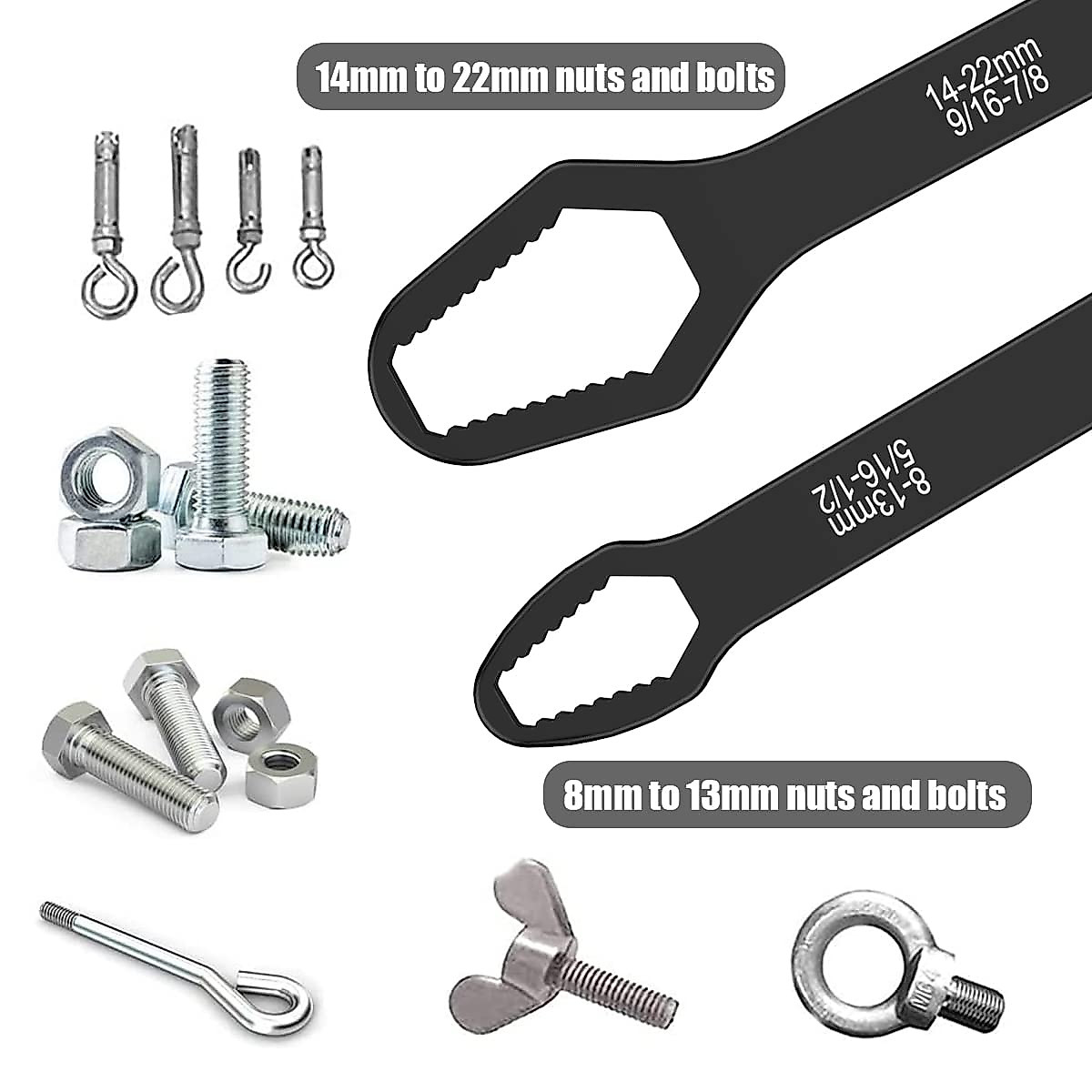 FUYGRCJ 4pcs Self-Tightening Multifunctional Wrench Set, 8-22mm, Chrome Vanadium Steel