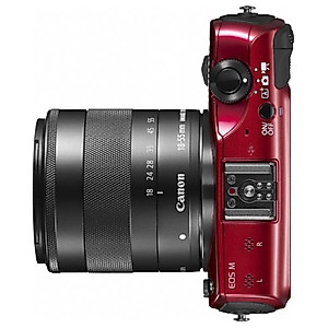 Canon EOS-M Mirrorless Digital Camera With EF-M 18-55MM, 22Mm STM Lenses with 90EX Flash with Mount Adapter EF-EOS M (Red) - International Version (No Warranty)