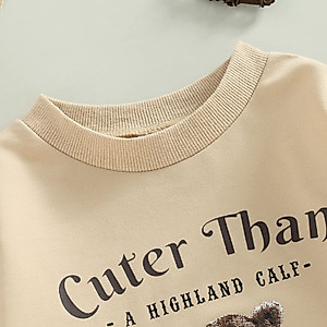 ZyHwShine Western Baby Outfit Newborn Boy Girl Cow Print Sweatshirt Romper Bodysuit Sweater Onesie Fall Winter Clothes (Khaki Cuter,0-3 Months)