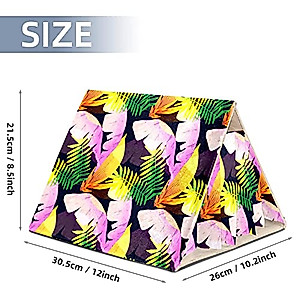 Y-DSIWX Guinea Pig Hideout Cozy Hamster House Cave for Bunny Chinchilla Hedgehog Small Animal Colorful Tropical Leaf