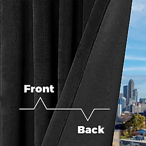 ZHAOFENG Black Velvet Curtains 108 inches with Grommet, Soft Luxury Sunlight Dimming Heat Insulated Privacy Protect Velour Drapes for Bedroom, 2 Panels, W52 x L108 Inches