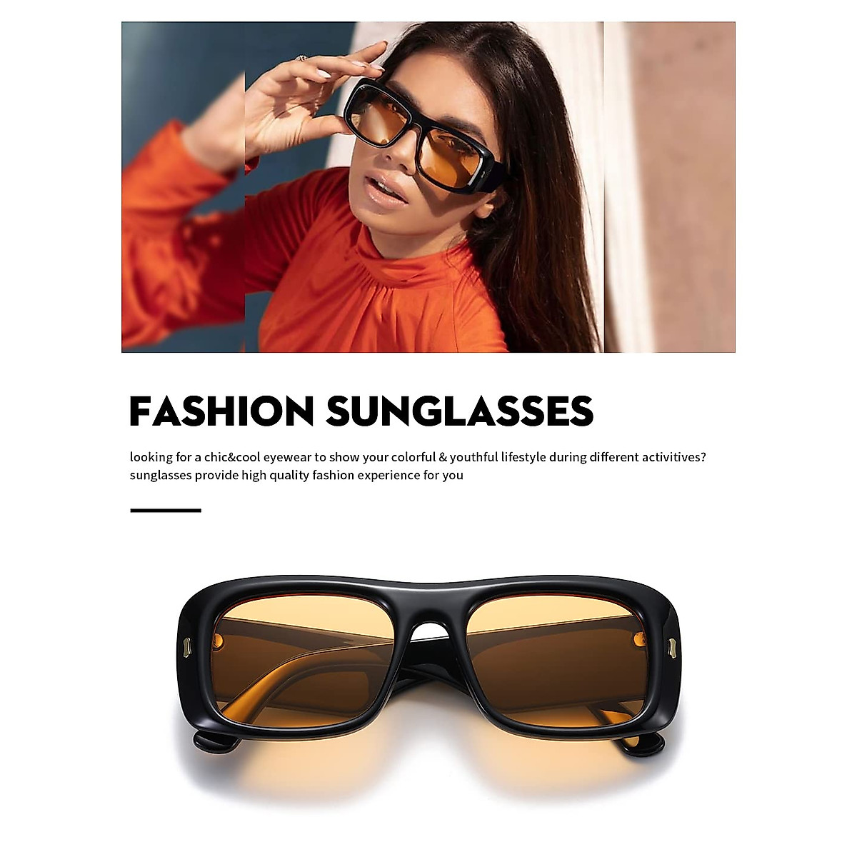 TIANYESY Y2K Sunglasses for Women Men Fashion Visor Sun Glasses Stylish Square Designer Shades (Yellow)