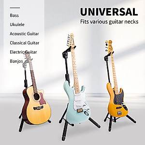 GUITTO Guitar Stand - Universal Portable Guitar Stand Adjustable Folding Hanging Guitar Floor Stands for Acoustic, Classical, Electric, Bass GGS-06