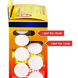 Hygloss Products Self Adhesive Coins - 100 Hook and Loop Fastener Sticky Dots With Dispenser – 5/8 Inches, White
