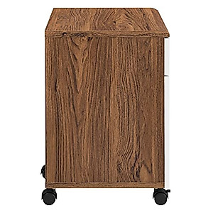Modway Envision Mid-Century Modern Office File Cabinet in Walnut White