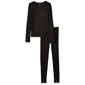 Fruit of the Loom boys Premium Thermal Waffle Underwear Base Layer Set, Black, 10 12 US