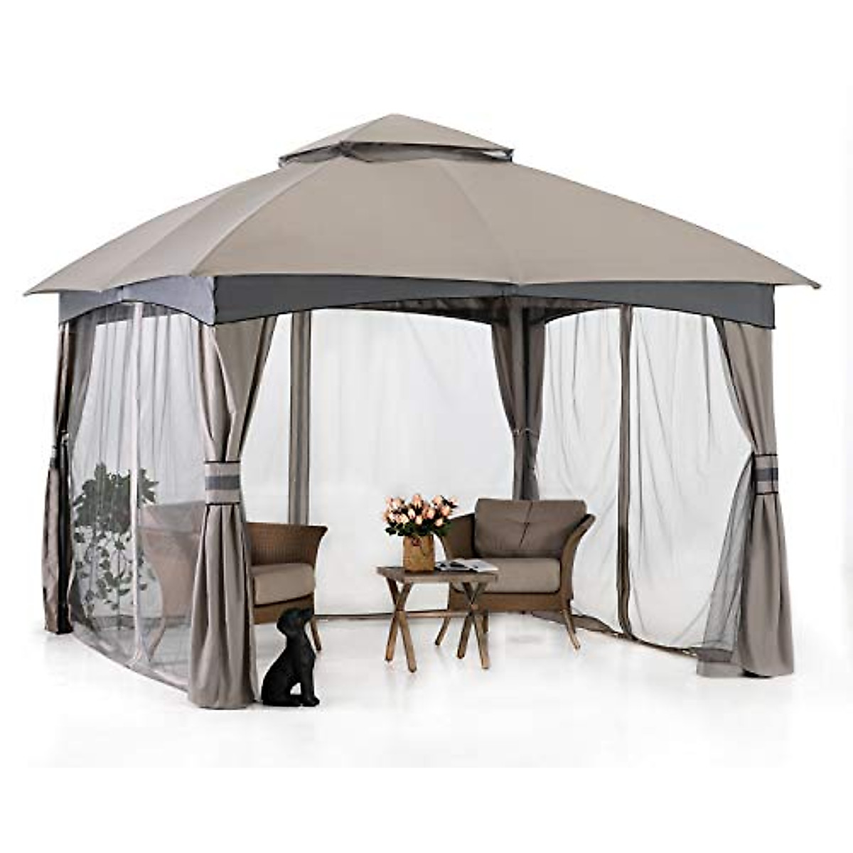 ABCCANOPY 8x8 Outdoor Gazebo - Patio Gazebo with Mosquito Netting, Outdoor Canopies for Shade and Rain for Lawn, Garden, Backyard & Deck (Gray)