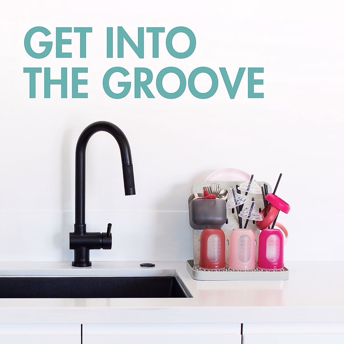 Boon Groove Vertical Baby Bottle Drying Rack - Customizable Drying Rack for Bottles, Toddler Cups, and Baby Accessories - Baby Bottle-Feeding Supplies - Holds 6 Baby Bottles