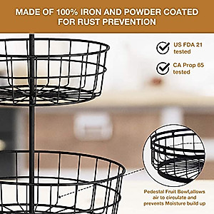 3 Tier Fruit Basket Regal trunk & Co, Elegant French Country Wire Baskets, Three Tiered Wire Basket Stand for Vegetables, Bread & More for Countertop or Hanging, Christmas or Birthday Present