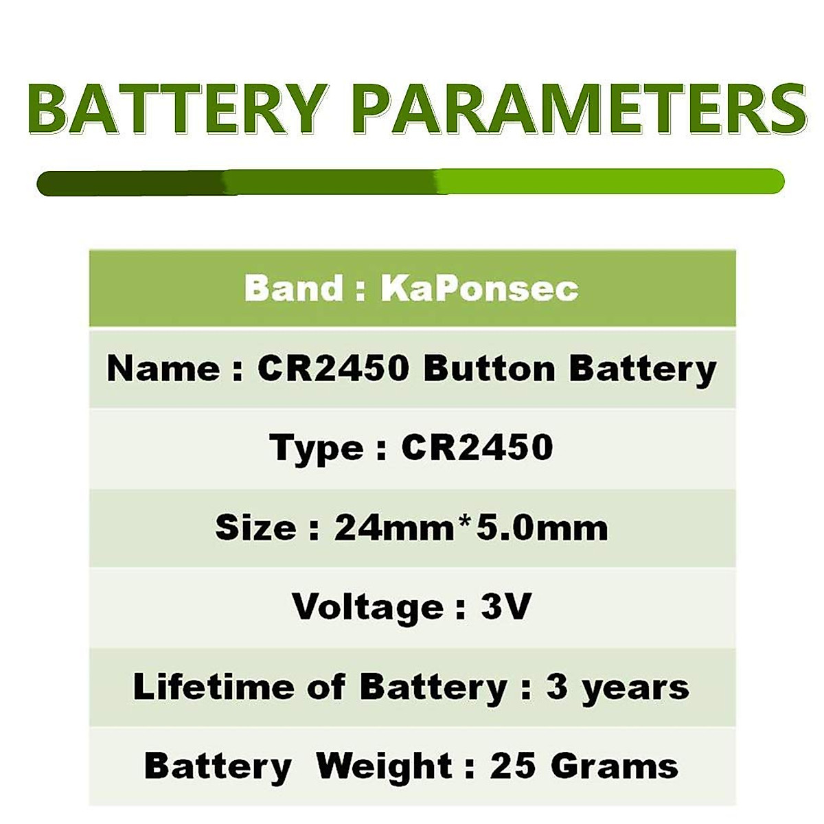 KaPonsec 5PC CR2450 2450 Battery 3V Lithium Battery